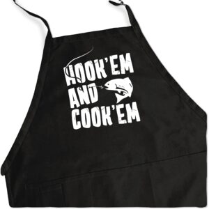 ApronMen, Hook 'Em Cook 'Em Funny Fishing Redneck Apron - Great BBQ Grilling Gifts for Dad - Adjustable One Size Fits All - Chef Kitchen Aprons for Men