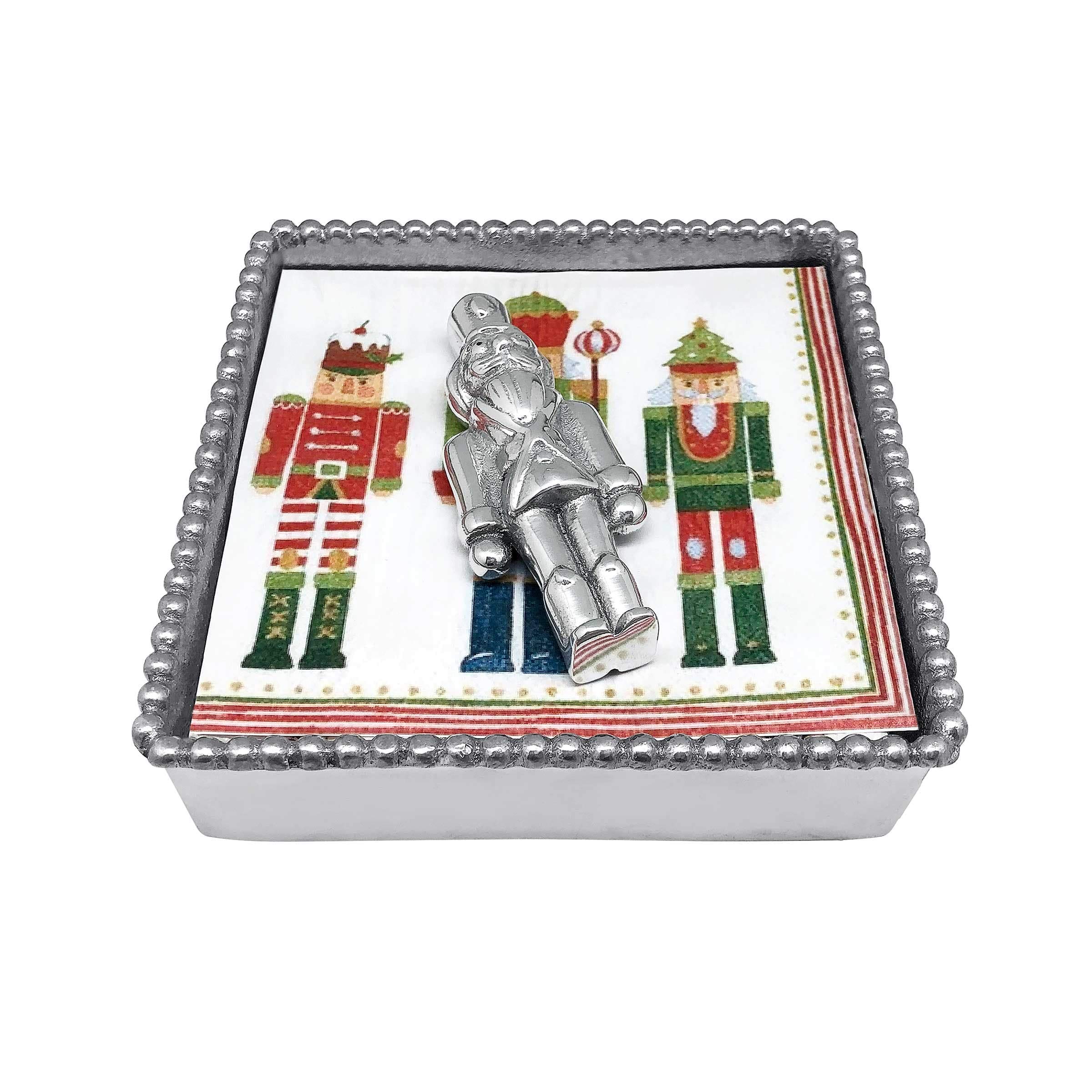 MARIPOSA NUTCRACKER SIGNATURE NAPKIN BOX SET | SILVER | BRILLANTE | GIFTS | NAPKIN BOX & WEIGHT SET | RECYCLED SANDCAST ALUMINUM | HANDMADE IN MEXICO