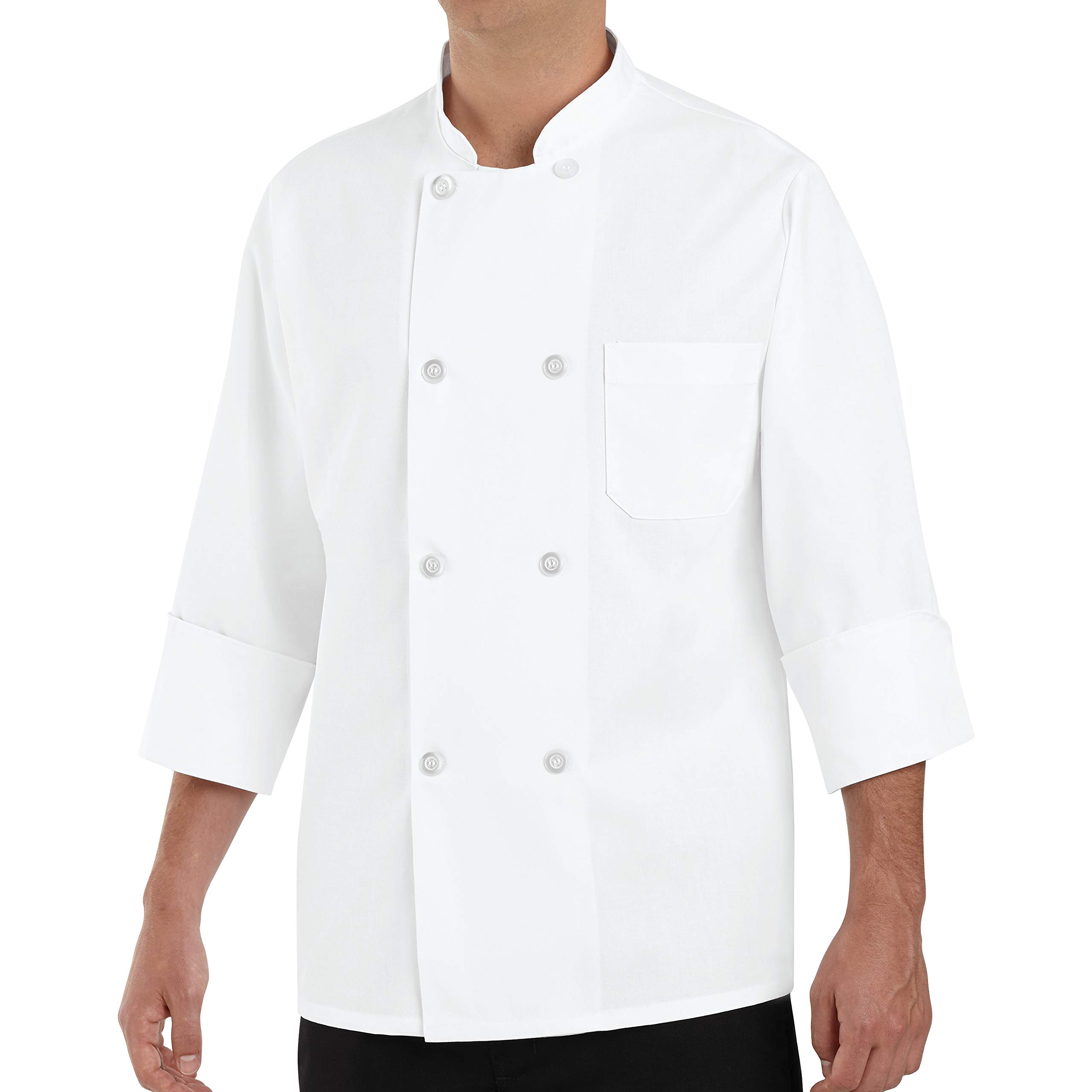 Chef Designs mens Eight Pearl Button Coat chefs jackets, White, X-Large US