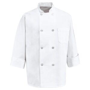 Chef Designs mens Eight Pearl Button Coat chefs jackets, White, X-Large US