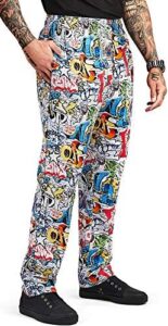 chefuniforms.com men's graffiti print baggy chef pant (l)