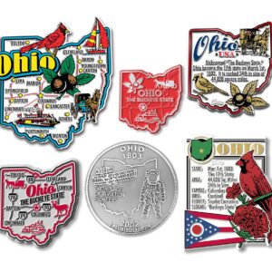 Ohio Six-Piece State Magnet Set by Classic Magnets, Includes 6 Unique Designs, Collectible Souvenirs Made in The USA