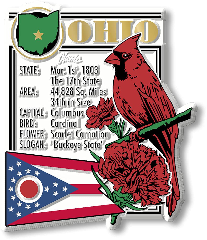 Ohio Six-Piece State Magnet Set by Classic Magnets, Includes 6 Unique Designs, Collectible Souvenirs Made in The USA