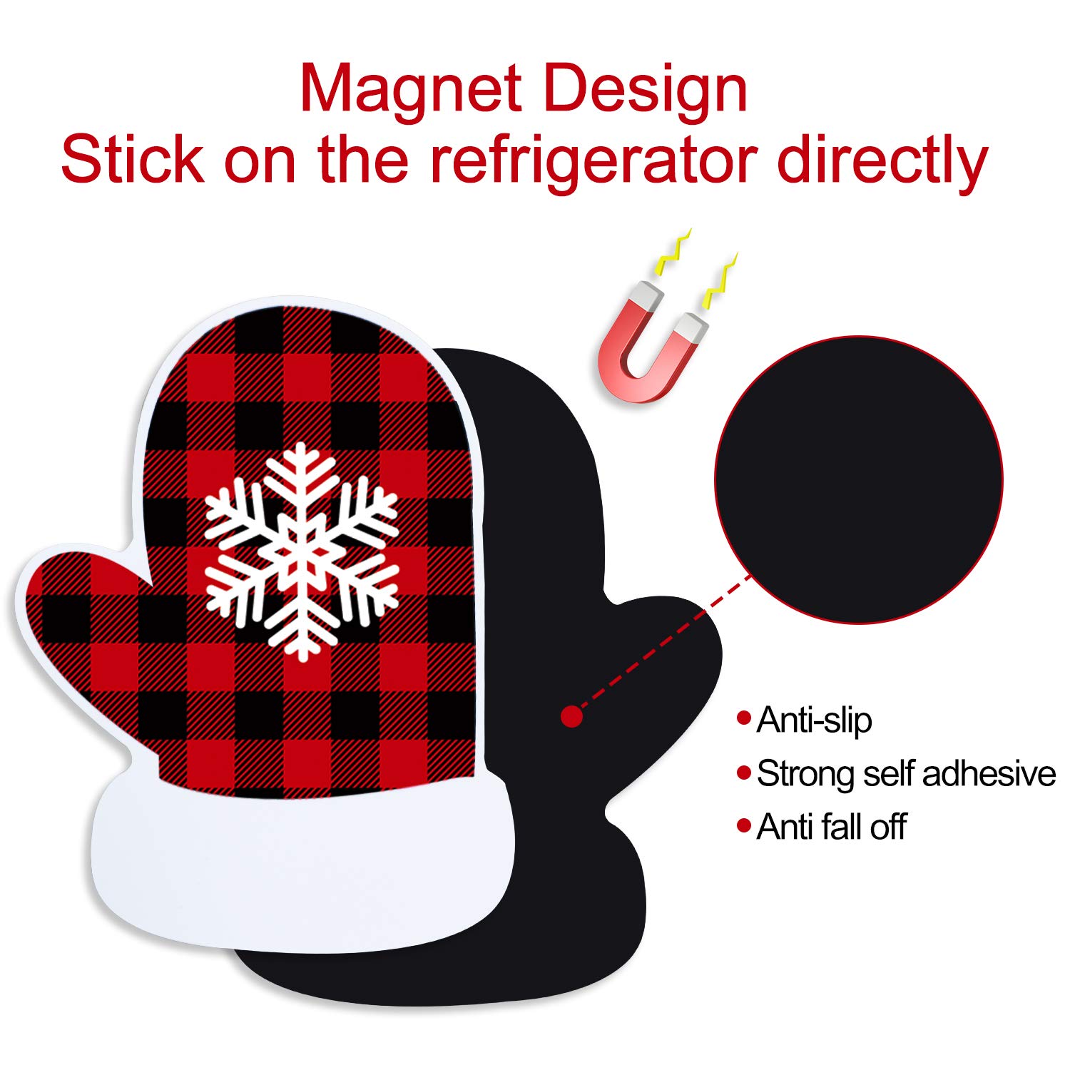 17Pcs Snowman Refrigerator Magnets | Christmas Decorations | Large Red Black Buffalo Plaid Fridge Magnet Stickers | Xmas Holiday Decorations for Fridge | Metal Door | Cabinets | Garage Door