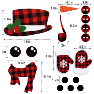 17Pcs Snowman Refrigerator Magnets | Christmas Decorations | Large Red Black Buffalo Plaid Fridge Magnet Stickers | Xmas Holiday Decorations for Fridge | Metal Door | Cabinets | Garage Door