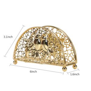 SDlumeiy Metal Semicircle Gold Napkin Holder with Bird，Paper Tissue Dispenser for Dining Table, Kitchen Countertop 6x1.6x3.1inch