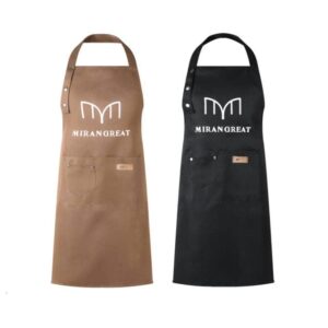 2 Pcs Black and Khaki - Waterproof Apron With Pockets - Chef - Kitchen - Cooking - Shop - Teacher - Butcher - Grilling - Barista - Baking - Teacher - Work - Men - Women - Dad - Mom - Retirement.