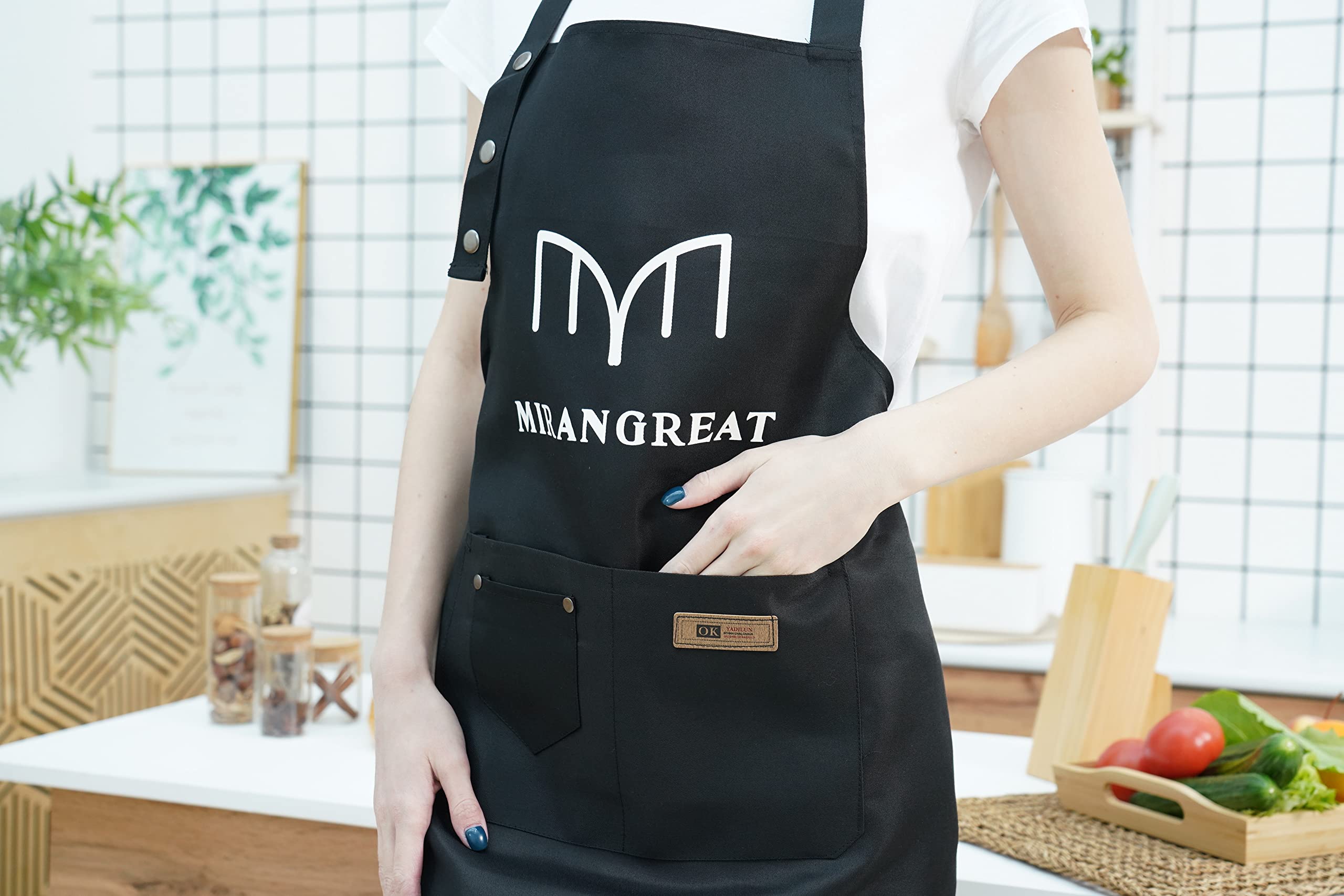 2 Pcs Black and Khaki - Waterproof Apron With Pockets - Chef - Kitchen - Cooking - Shop - Teacher - Butcher - Grilling - Barista - Baking - Teacher - Work - Men - Women - Dad - Mom - Retirement.