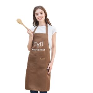 2 Pcs Black and Khaki - Waterproof Apron With Pockets - Chef - Kitchen - Cooking - Shop - Teacher - Butcher - Grilling - Barista - Baking - Teacher - Work - Men - Women - Dad - Mom - Retirement.