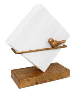 freestanding classic cocktail napkin holder with cast iron bird design, tabletop tissue dispenser, bronze