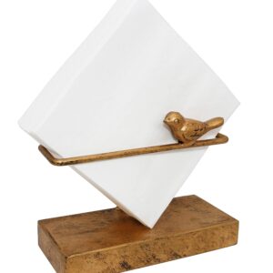 Freestanding Classic Cocktail Napkin Holder with Cast Iron Bird Design, Tabletop Tissue Dispenser, Bronze