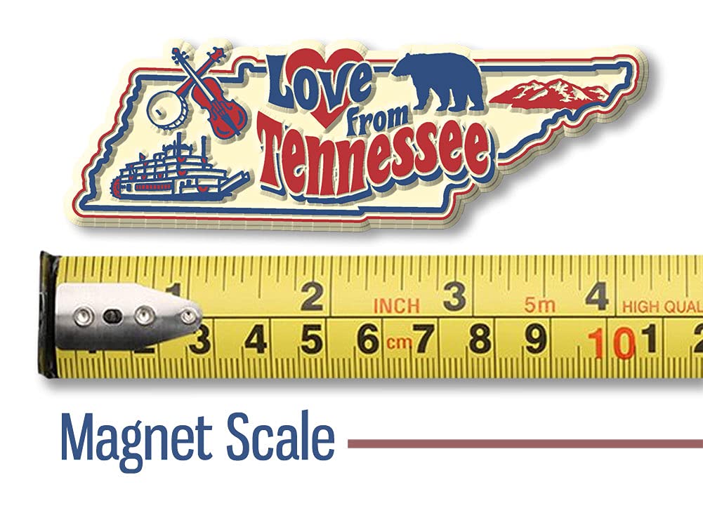 Love from Tennessee Vintage State Magnet by Classic Magnets, Collectible Souvenirs Made in The USA, 4.2" x 1.4"