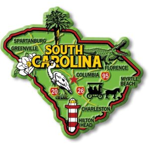 south carolina colorful state magnet by classic magnets, 3.6" x 3.3", collectible souvenirs made in the usa