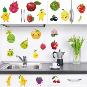 cartoon fruit wall sticker diy kitchen green fruit apple watermelon pear banana sticker decorative peel and stick glass door refrigerator door window restaurant wall sticker