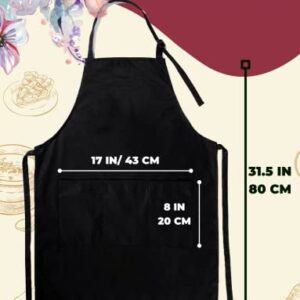 Initial Black Apron for Women with Pockets, Kitchen Cooking Gardening Cute Apron Gifts for Her, Chef, Mom, Artists, Hair Stylists, Funny Gifts for Women, Friends, Sisters, Grandma - C