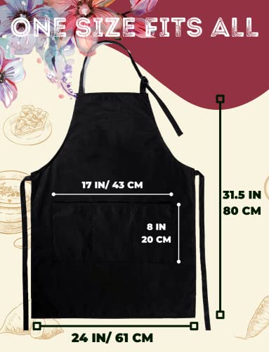 Initial Black Apron for Women with Pockets, Kitchen Cooking Gardening Cute Apron Gifts for Her, Chef, Mom, Artists, Hair Stylists, Funny Gifts for Women, Friends, Sisters, Grandma - C