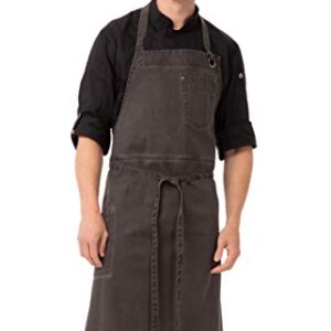 Chef Works Unisex Dorset Chefs Bib Apron, Pewter, One Size