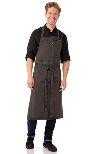 Chef Works Unisex Dorset Chefs Bib Apron, Pewter, One Size