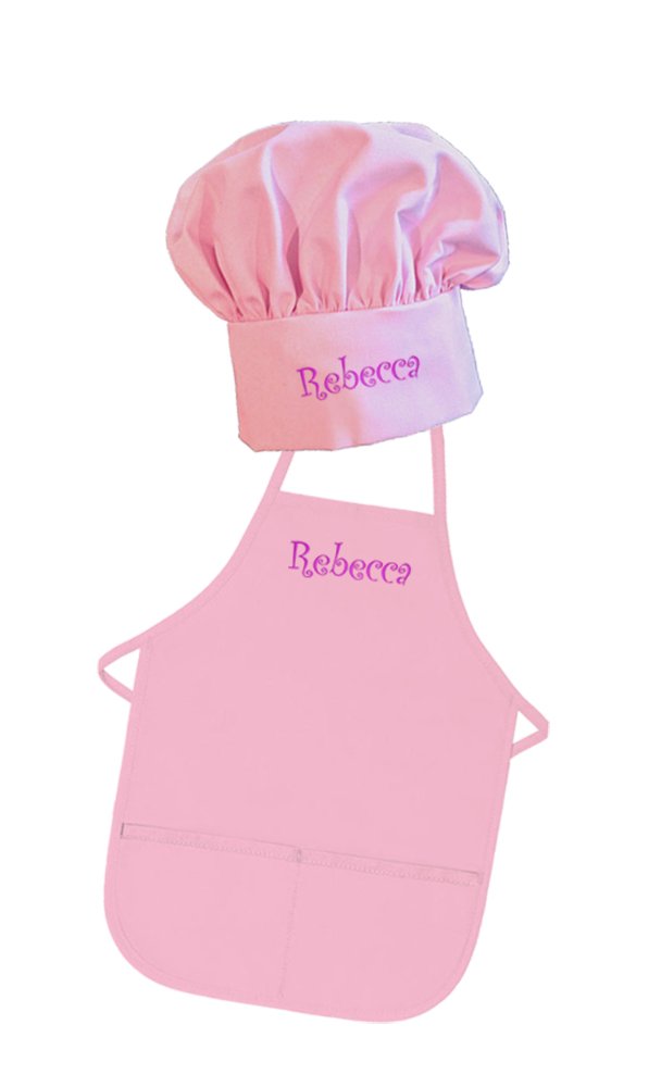 THE APRONPLACE Personalized Embroidered Made In The USA Add A Name Child Apron and Hat Set - Toddlers & Kids Sizes