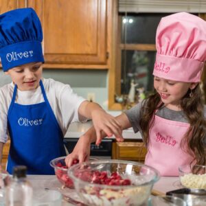 THE APRONPLACE Personalized Embroidered Made In The USA Add A Name Child Apron and Hat Set - Toddlers & Kids Sizes