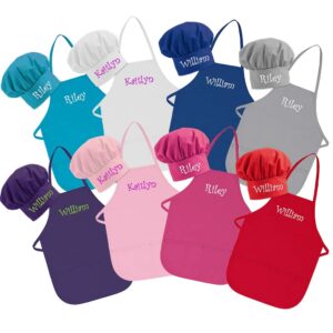 THE APRONPLACE Personalized Embroidered Made In The USA Add A Name Child Apron and Hat Set - Toddlers & Kids Sizes