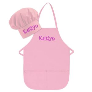 THE APRONPLACE Personalized Embroidered Made In The USA Add A Name Child Apron and Hat Set - Toddlers & Kids Sizes