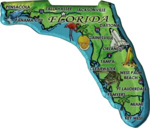 florida - acrylic state map refrigerator magnet