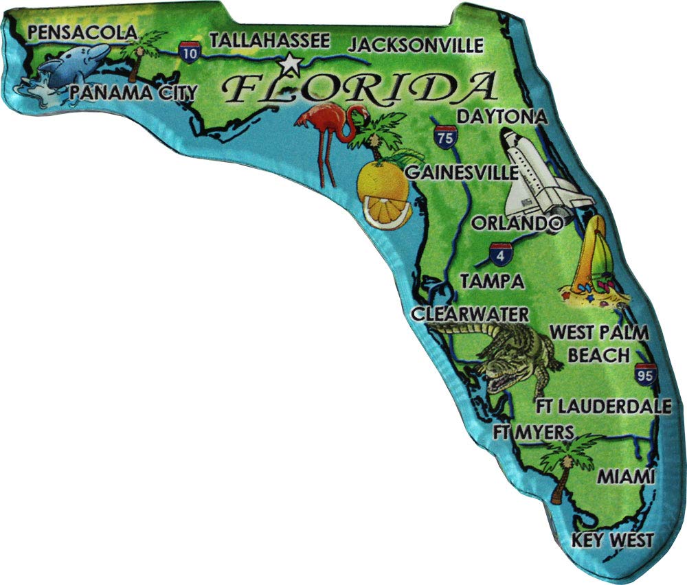 Florida - Acrylic State Map Refrigerator Magnet