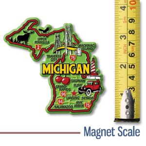 Michigan Colorful State Magnet by Classic Magnets, 3.6" x 3.4", Collectible Souvenirs Made in The USA