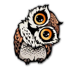 magnet owl staring magnetic vinyl bumper sticker sticks to any metal fridge, car, signs 5"