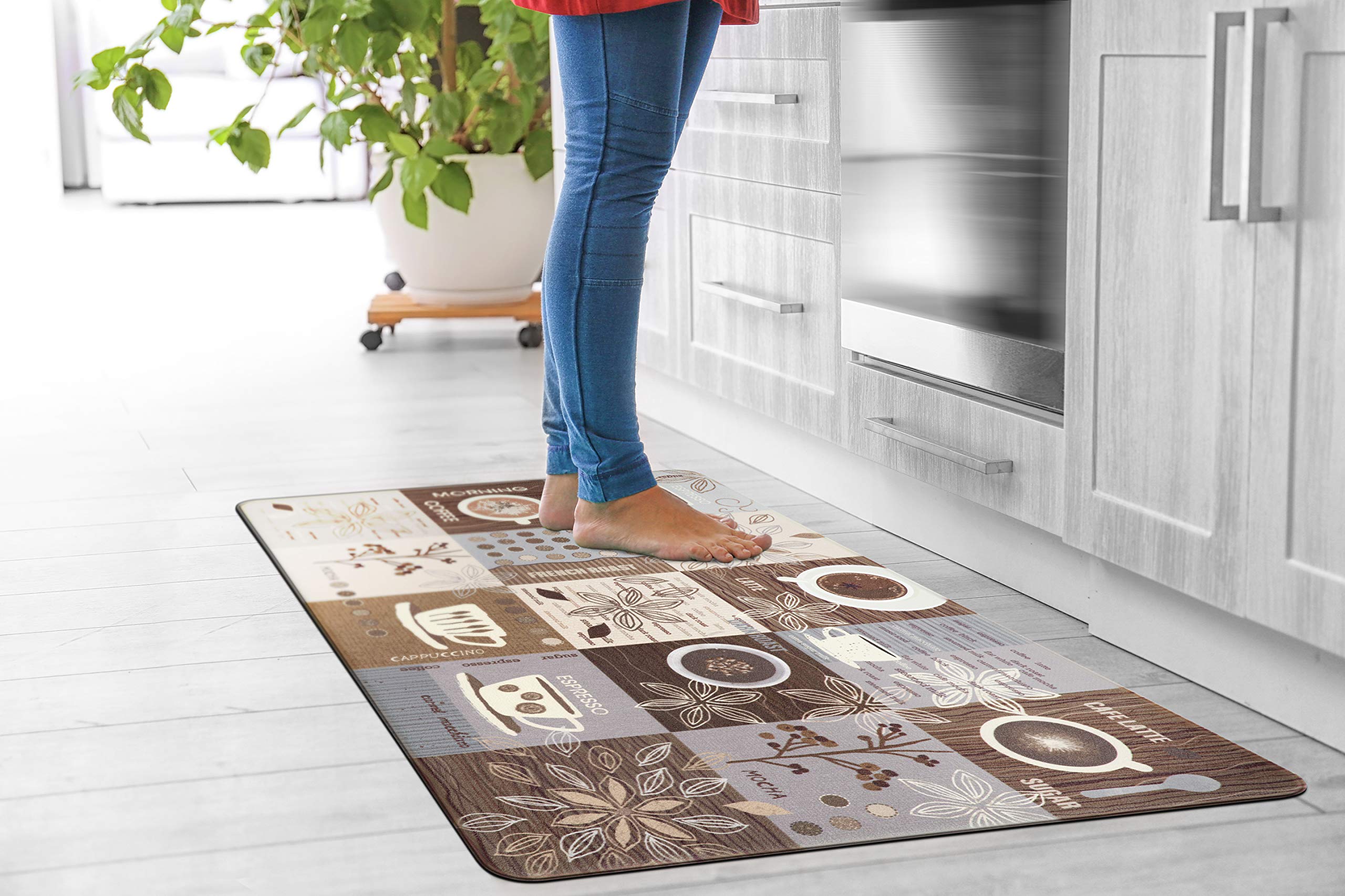 Rugshop Coffee Kitchen Anti Fatigue Standing Mat 18" x 30" Brown