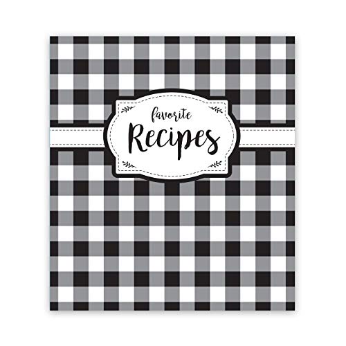 Shannon Road Gifts Classic Kitchen Recipe Binder with Plastic Page Protectors and Recipe Cards, 8 x 9-Inches, Black & White Checker