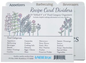 labeleze 4-by-6-inch recipe card divider set