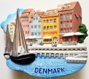 witnystore tiny nyhavn harbor in copenhagen denmark northern europe tourist attractions resin refrigerator magnet traveler souvenir gift memento 3d fridge magnets