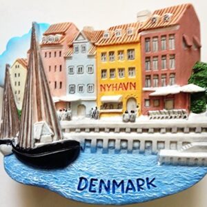 WitnyStore Tiny Nyhavn Harbor in Copenhagen Denmark Northern Europe Tourist Attractions Resin Refrigerator Magnet Traveler Souvenir Gift Memento 3D Fridge Magnets