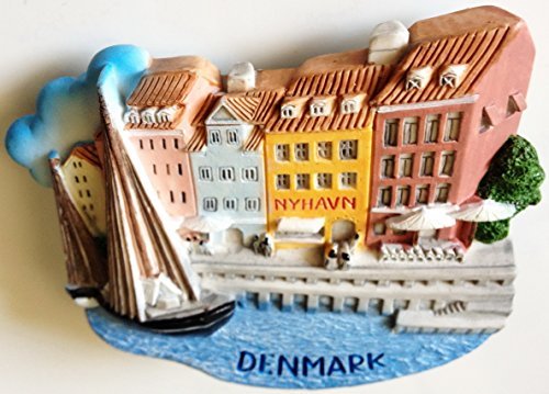 WitnyStore Tiny Nyhavn Harbor in Copenhagen Denmark Northern Europe Tourist Attractions Resin Refrigerator Magnet Traveler Souvenir Gift Memento 3D Fridge Magnets