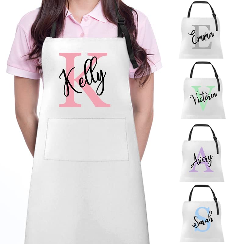 Skartam Custom Personalized Kitchen Aprons for Women Men with Pockets Customize Name Text Chef Cooking Apron