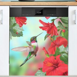 dishwasher magnet sticker cover cute hummingbird flower panel decal refrigerator magnetic sticker decorative for kitchen decoration