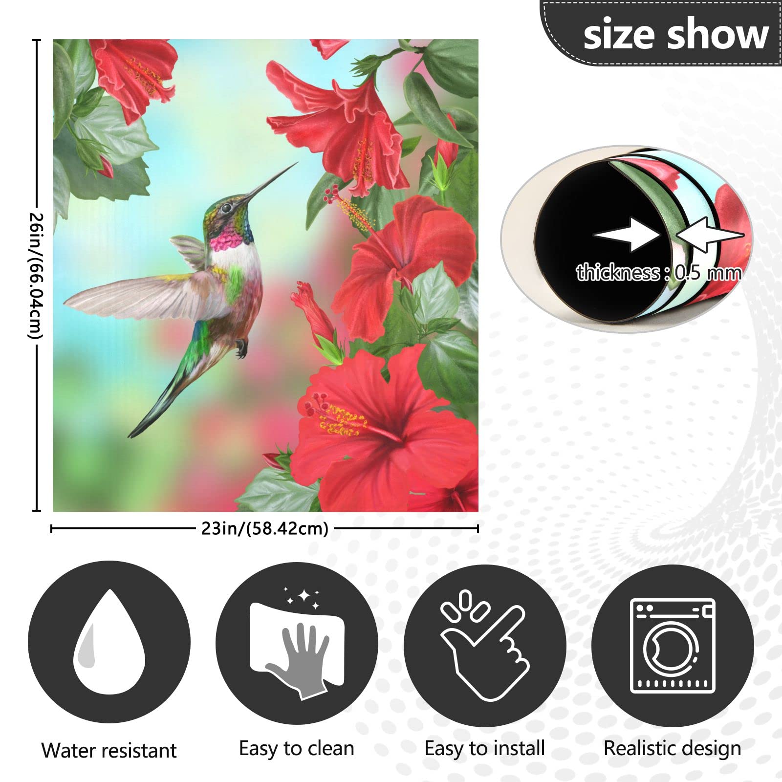 Dishwasher Magnet Sticker Cover Cute Hummingbird Flower Panel Decal Refrigerator Magnetic Sticker Decorative for Kitchen Decoration