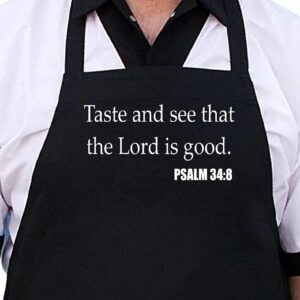 Christian Kitchen Aprons The Lord Is Good, Black, One Size Fits Most