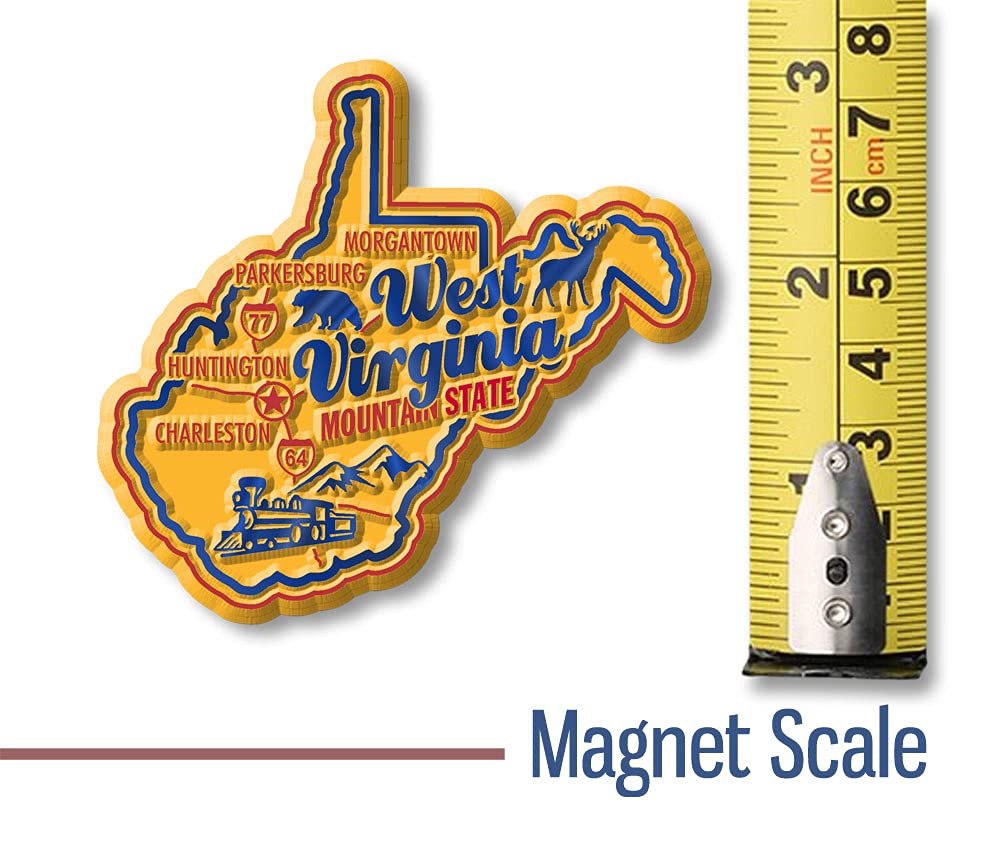 West Virginia Premium State Magnet by Classic Magnets, 2.9" x 2.7", Collectible Souvenirs Made in The USA