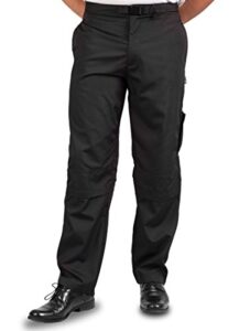 kng mens vented active chef pant, black, l