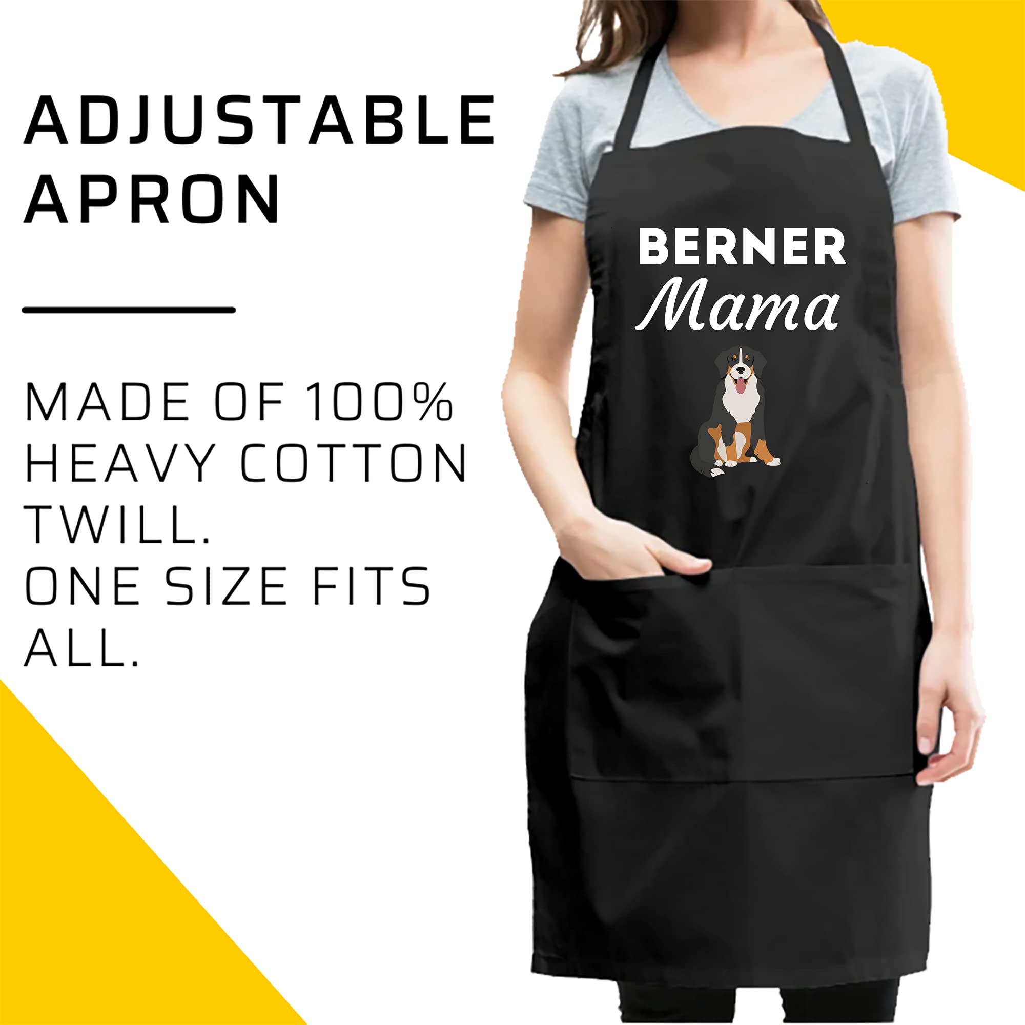 Dog Apron - Berner Mama Shirt Bernese Mountain Dog Mom Mother Birthday Cooking Aprons Kitchen Decor