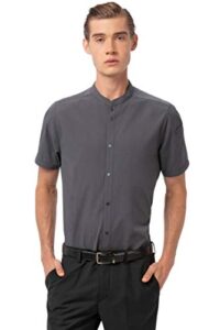 chef works men's seersucker shirt, charcoal, large