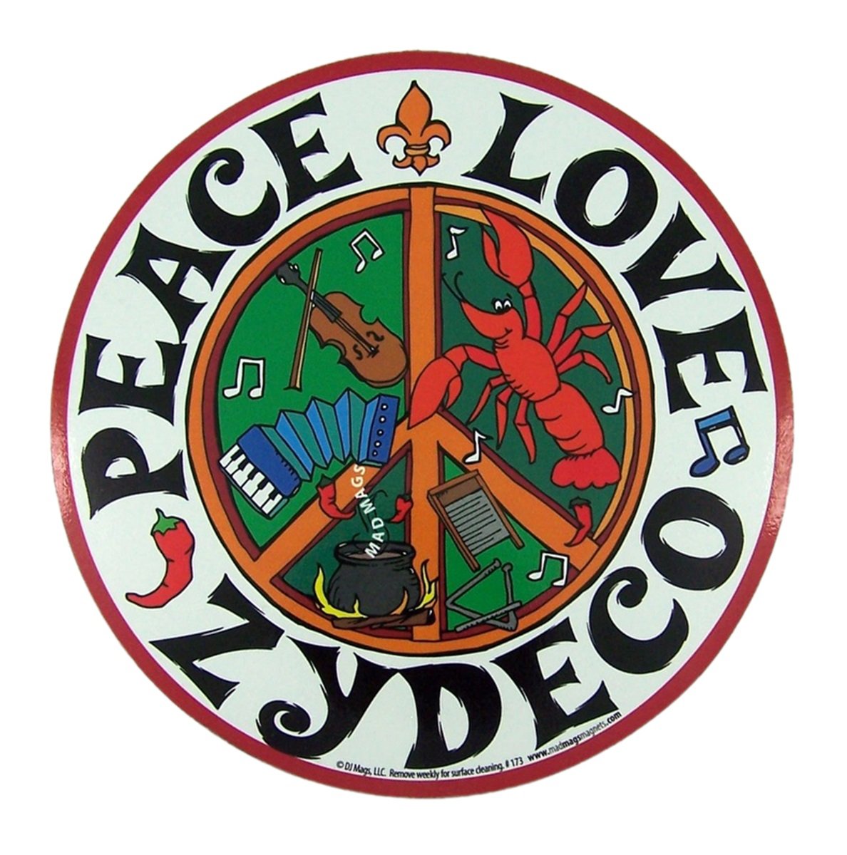 Louisiana Zydeco Cajun Music Magnetic Decal for Car Locker or Fridge, 5 3/4 Inch