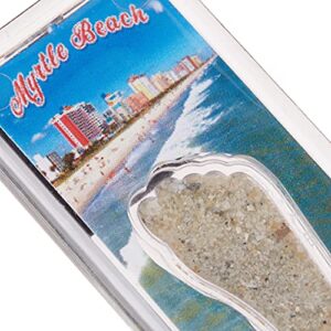 Myrtle Beach FootWhere Magnet (MBSC201 - Beachfront). Authentic Destination Souvenir acknowledging Where You've Set Foot. Genuine Soil of Featured Location encased Inside Foot Cavity. Made in USA