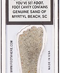 Myrtle Beach FootWhere Magnet (MBSC201 - Beachfront). Authentic Destination Souvenir acknowledging Where You've Set Foot. Genuine Soil of Featured Location encased Inside Foot Cavity. Made in USA