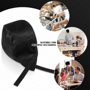 Cabilock Black Chef Hat Cooking Chef Cap: Adjustable Tie Back Food Service Hair Nets Reusable Washable Bouffant Beanie 3pcs