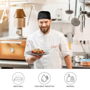 Cabilock Black Chef Hat Cooking Chef Cap: Adjustable Tie Back Food Service Hair Nets Reusable Washable Bouffant Beanie 3pcs