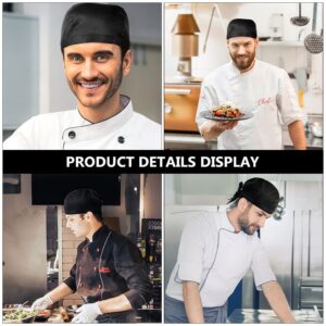 Cabilock Black Chef Hat Cooking Chef Cap: Adjustable Tie Back Food Service Hair Nets Reusable Washable Bouffant Beanie 3pcs